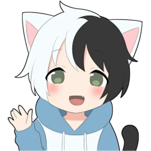 Sticker Maker - Black And White Cat Boy