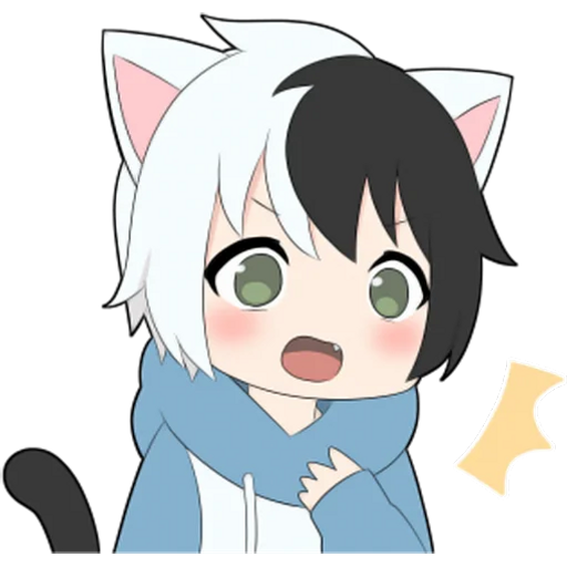 Sticker Maker - Black And White Cat Boy