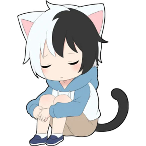 Sticker Maker - Black And White Cat Boy