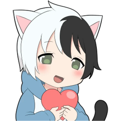 Sticker Maker - Black And White Cat Boy