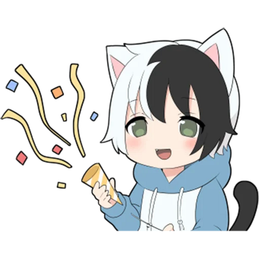 Sticker Maker - Black And White Cat Boy