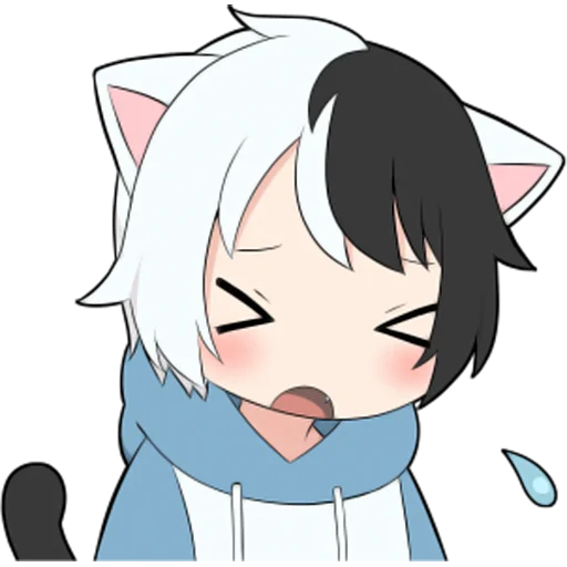 Sticker Maker - Black And White Cat Boy