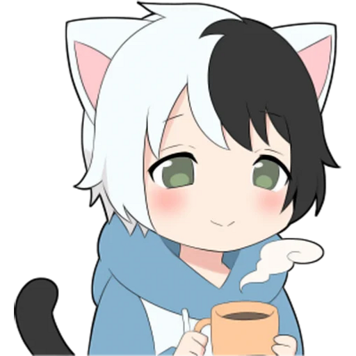 Sticker Maker - Black And White Cat Boy