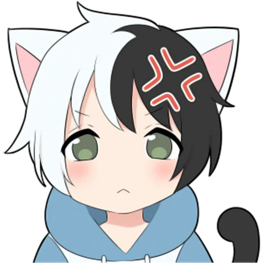 Sticker Maker - Black And White Cat Boy
